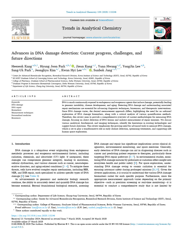 DNA Damage Detection Advances and Challenges | PDF | Dna Repair | Cancer