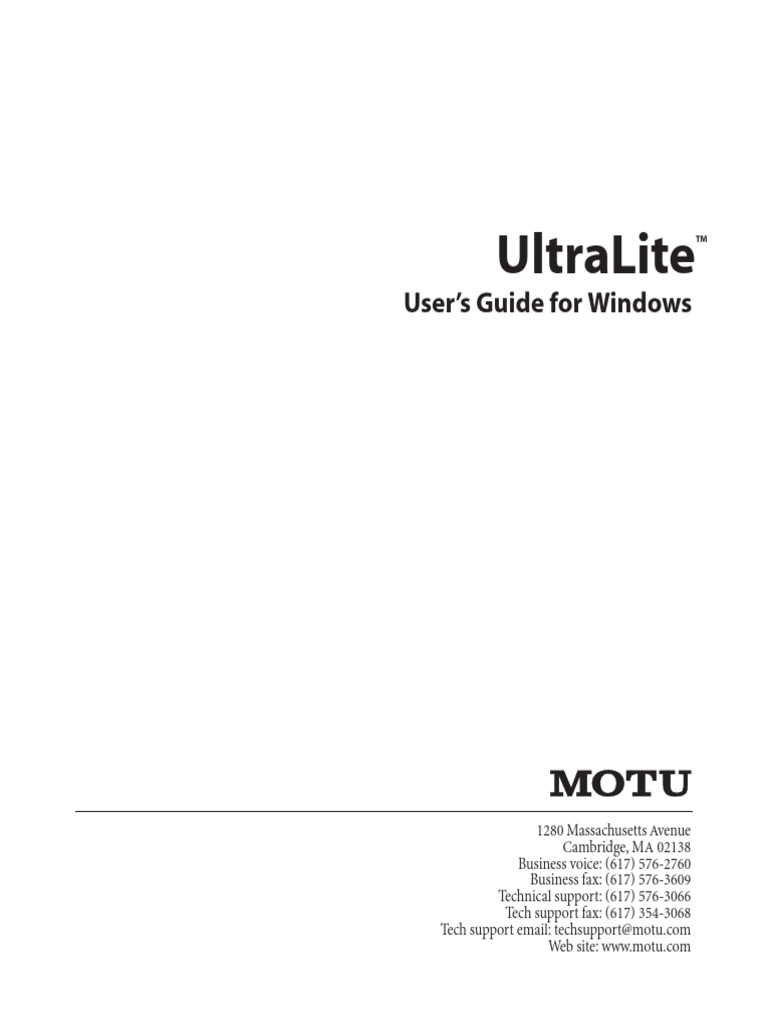 MOTU UltraLite Manual Win | PDF | Microphone | Computer Engineering