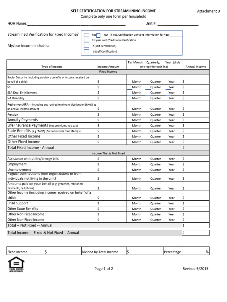 Streamline Self Certification Fixed Income | PDF