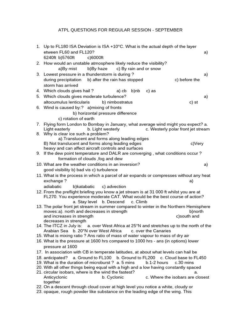ATPL Meteorology September 2025 | PDF | Precipitation | Rain