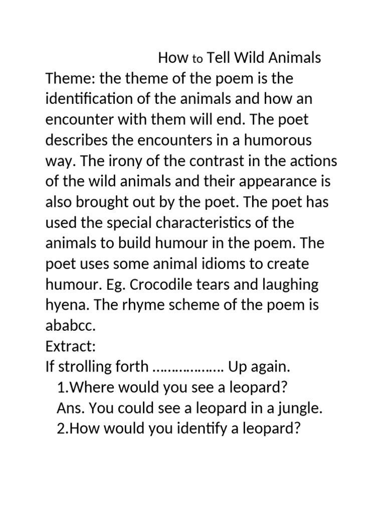 How To Tell Wild Animals | PDF