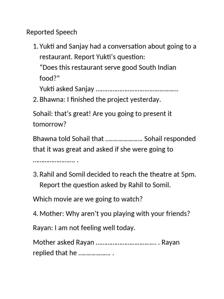 Reported Speech Revision | PDF