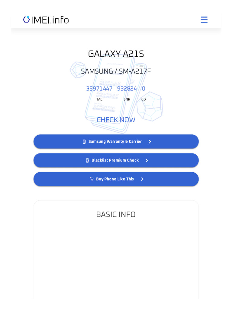 Imei Details - 359714479328240 Samsung Galaxy A21s - Imei - Info | PDF