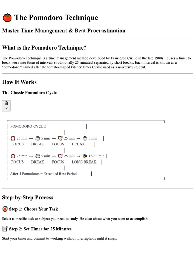 Pomodoro Method | PDF