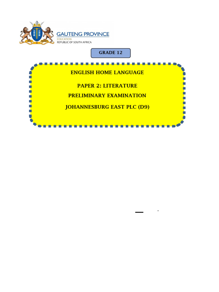Grade 12 English Literature Exam Paper | PDF | Othello | The Picture Of ...