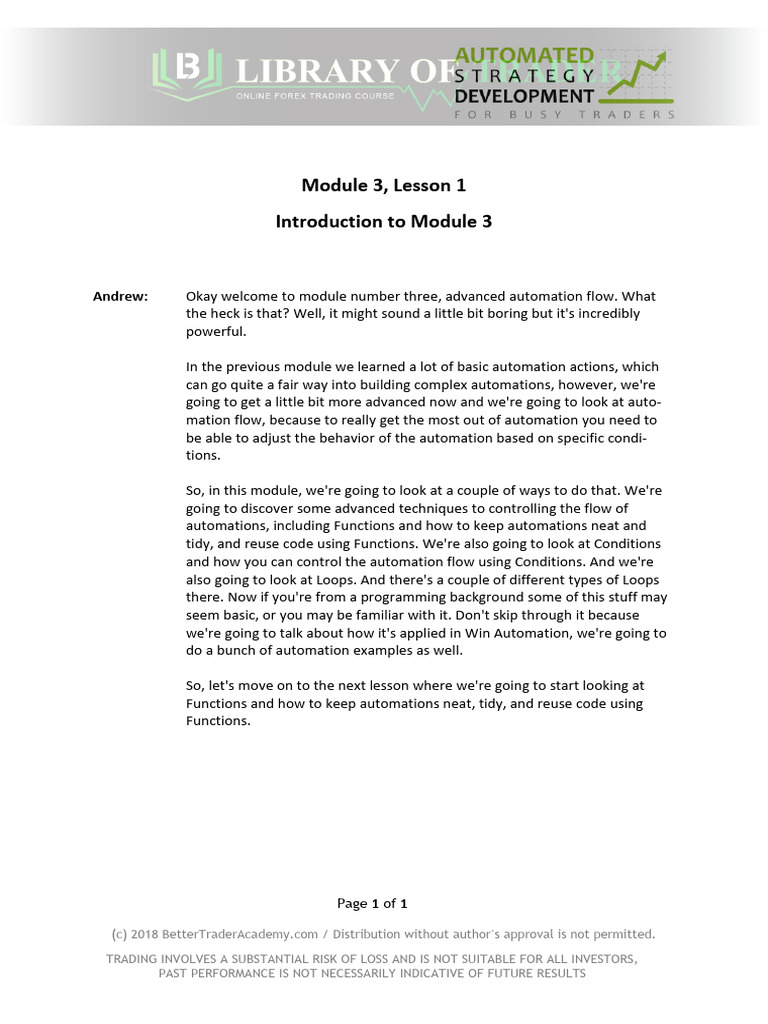 Automated Strategies Development - Lesson3.1 - Transcript | PDF