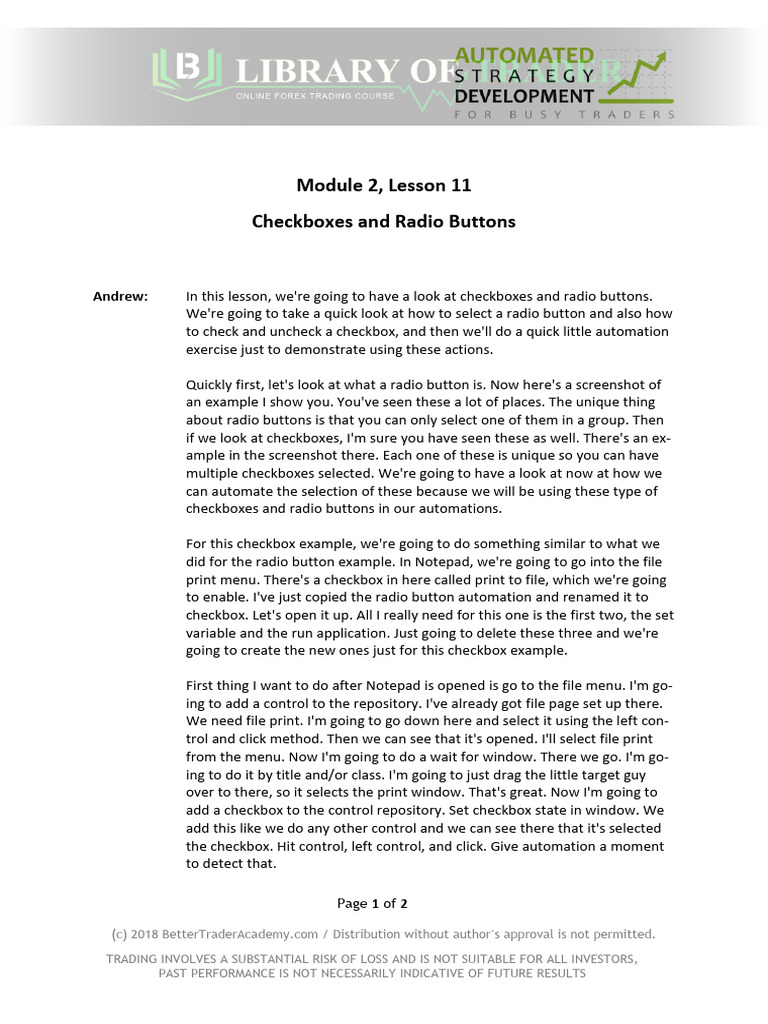 Automated Strategies Development - Lesson2.11 - Transcript | PDF | Software | Computing