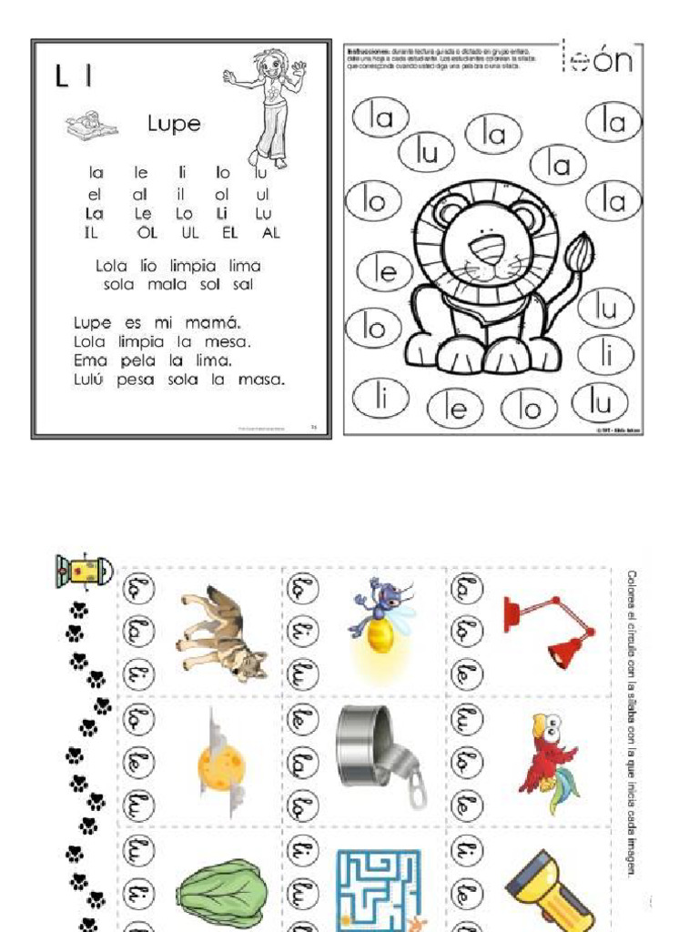 Actividades La Le Li Lo Lu | PDF