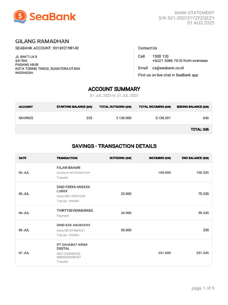 Statement Seabank | PDF