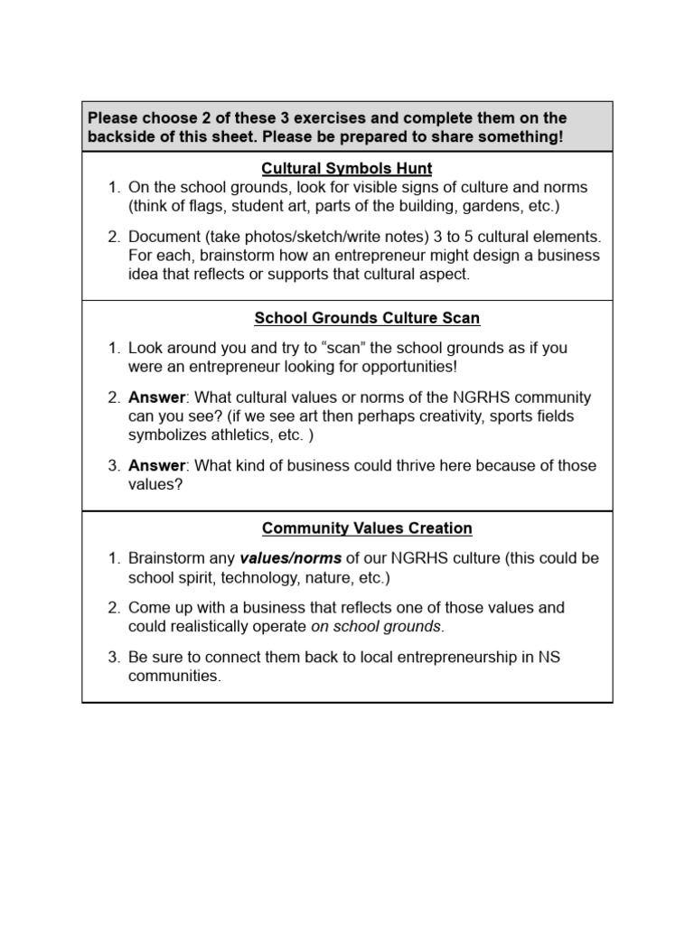 Ent12 - Formative Culture Exercises | PDF