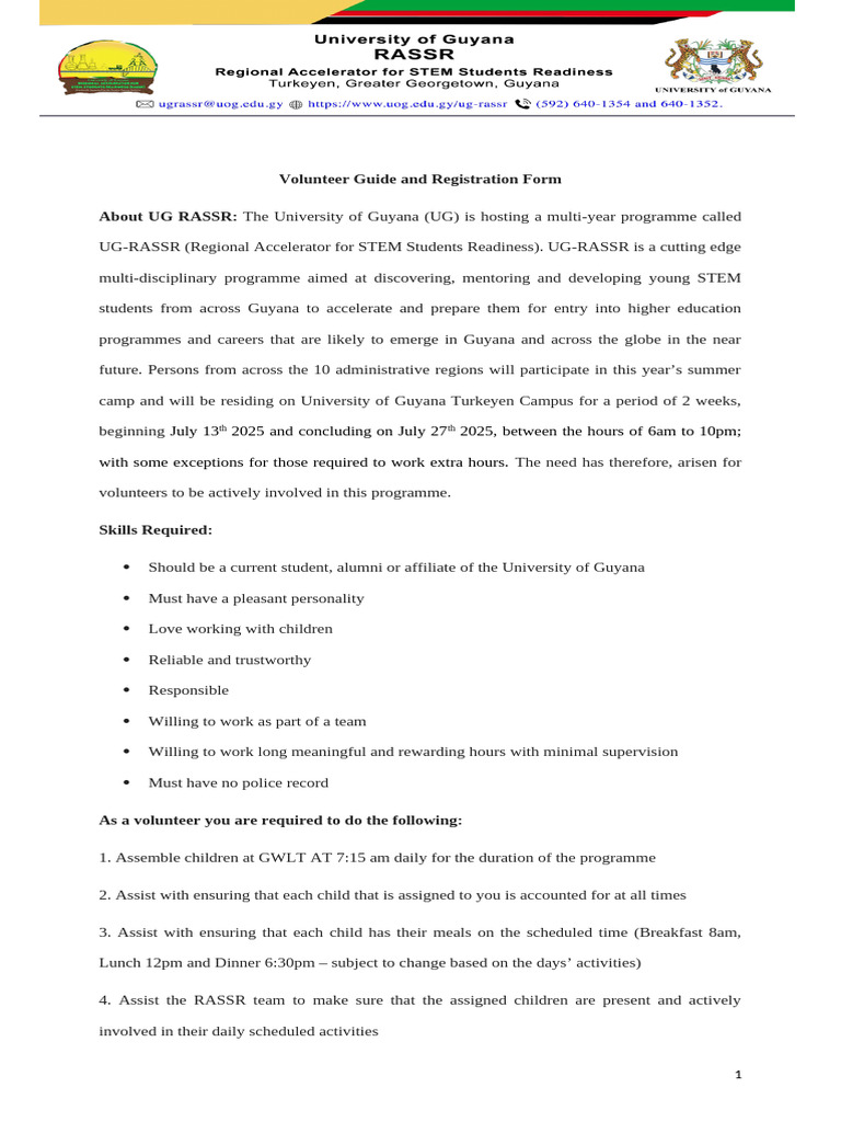 UG RASSR Volunteer Registration Guide | PDF