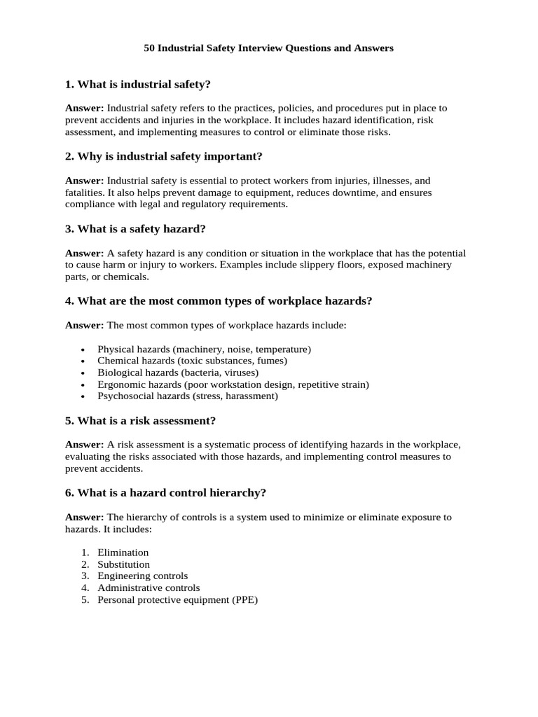50 Industrial Safety Q&A Guide | PDF | Occupational Safety And Health ...
