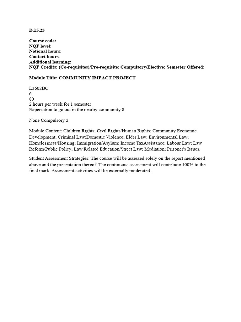 Community Impact Project | PDF