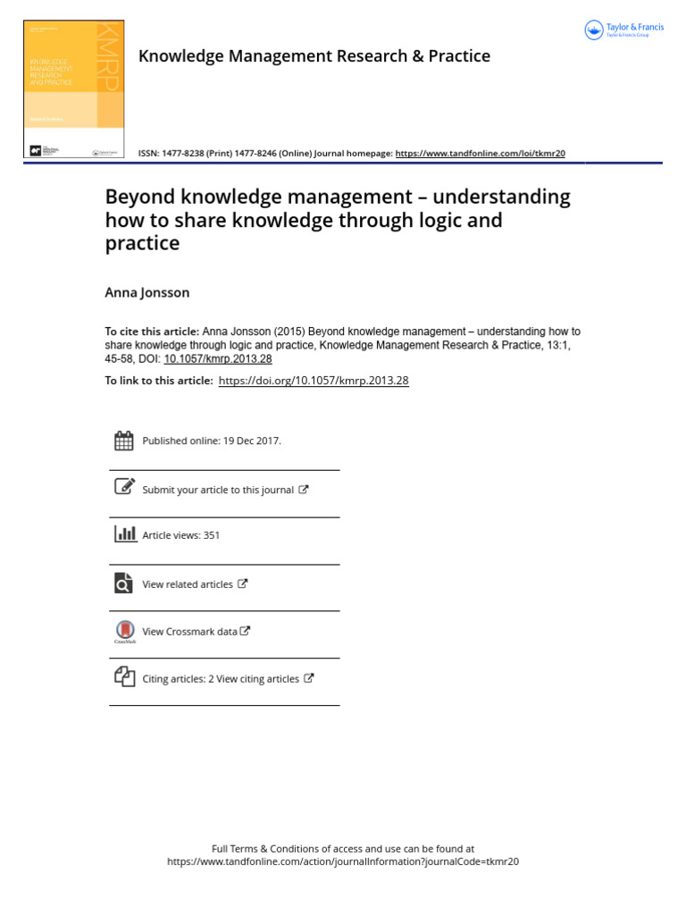 Knowledge Sharing in Professional Firms | PDF | Knowledge | Knowledge ...