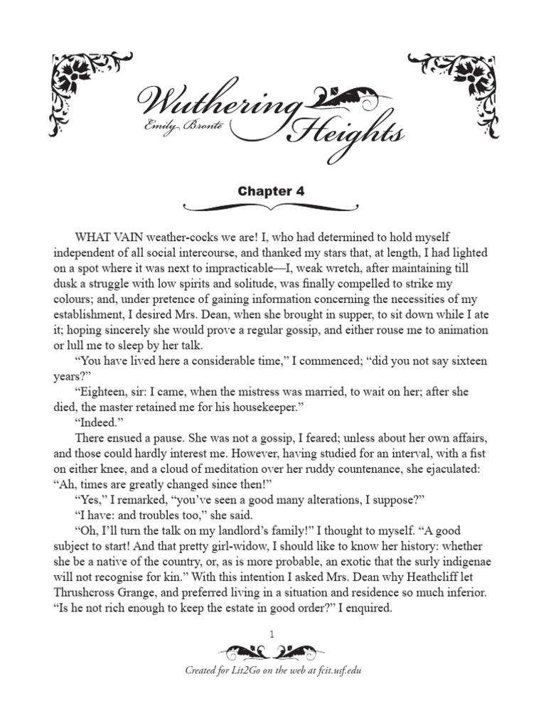 Wuthering Heights 004 Chapter 4 | PDF | Wuthering Heights | Heathcliff ...