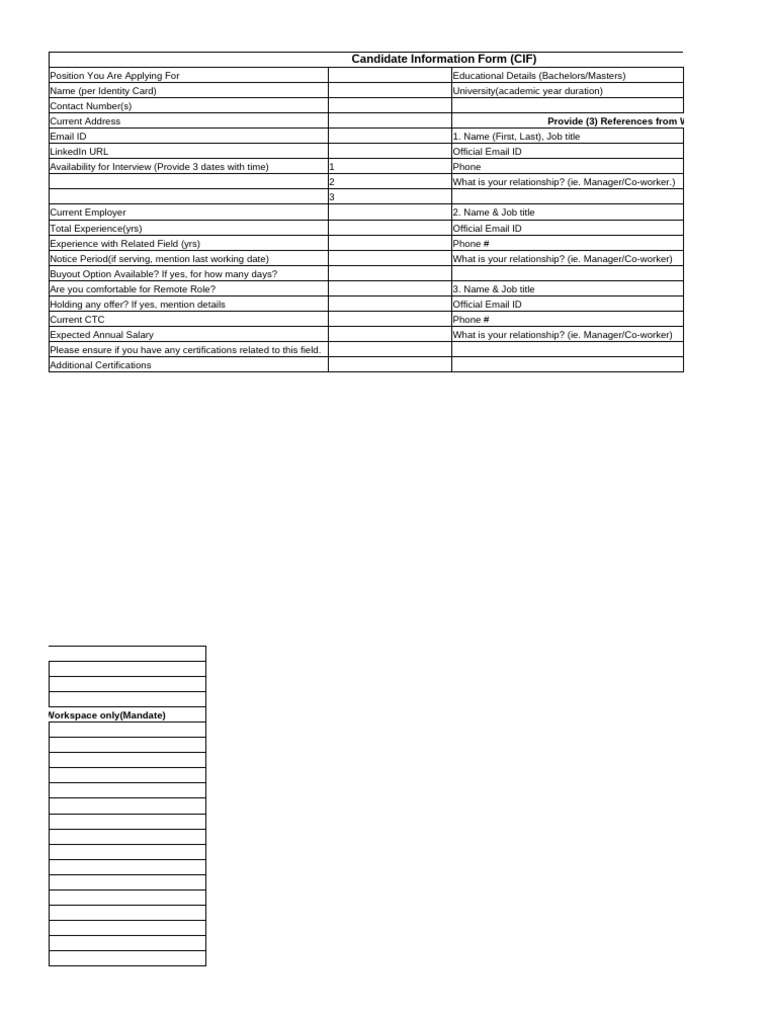 Candidate Information Form for Interviews | PDF