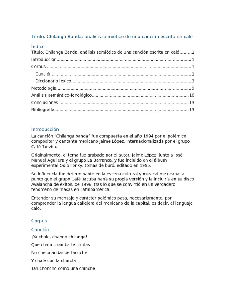 Chilanga Banda Analisis Semiotico Carlos Ponce | PDF