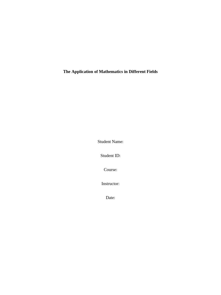The Application of Mathematics in Different Fields | PDF | Mathematics ...