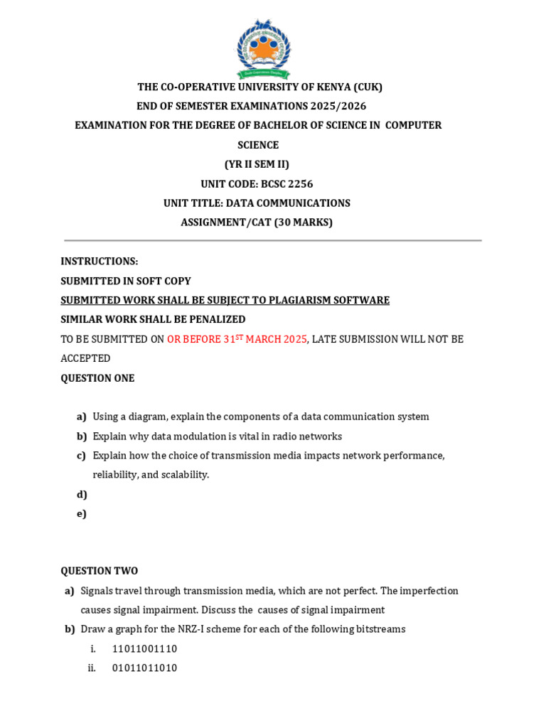 Data Communications Assignment | PDF | Computer Network | Multiplexing