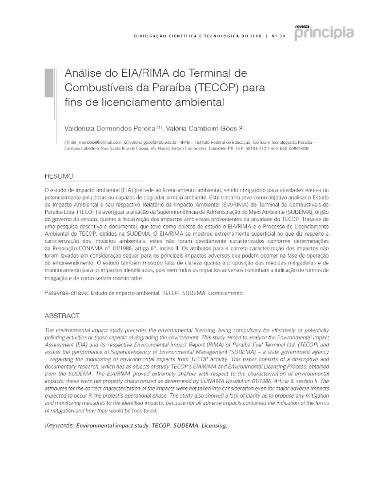 Vista do Análise do EIA_RIMA do Terminal de Combustíveis da Paraíba ...