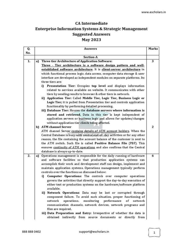 @ProCA - Inter EIS & SM Suggested Answer May2023 | PDF | Cloud Computing | Databases