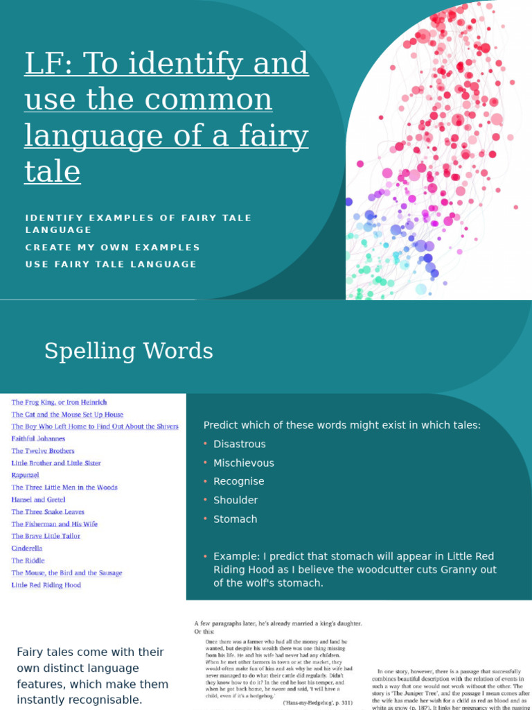 Fairy Tale Language Features Guide | PDF | European Fairy Tales ...