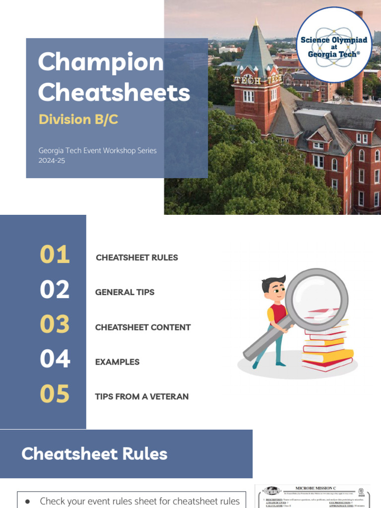 Champion Cheat Sheets Workshop | PDF