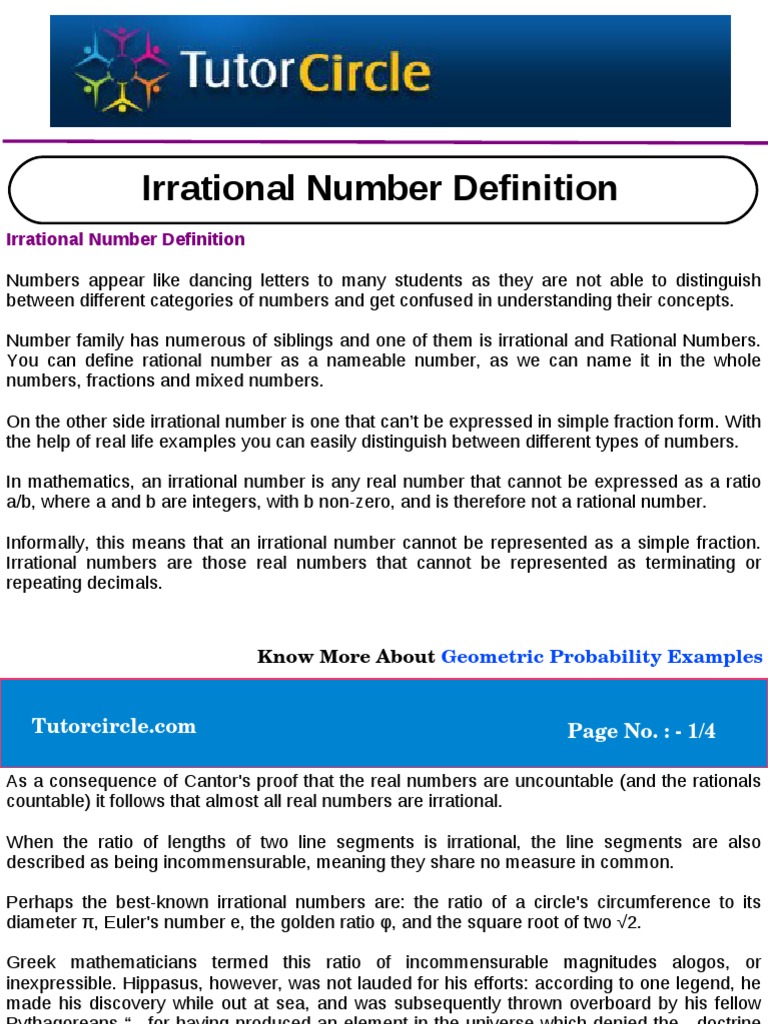 Irrational Number Definition | PDF | Numbers | Ratio
