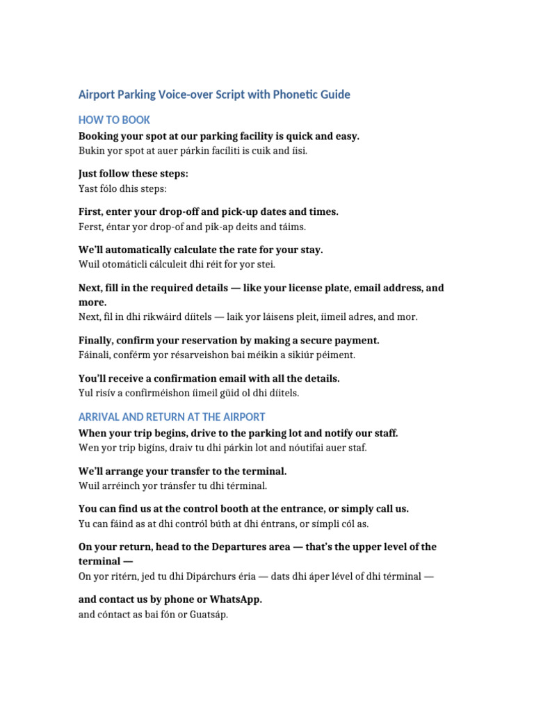 Airport Parking Script UPDATED | PDF | Parking | Public Transport