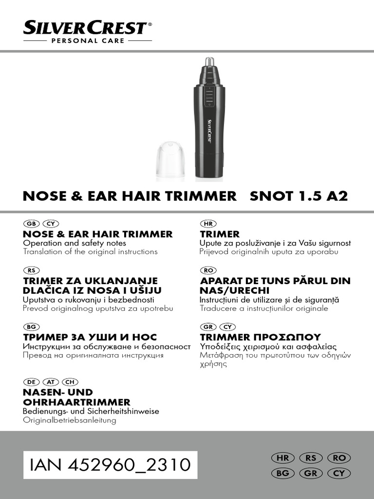 Nose & Ear Hair Trimmer Manual | PDF | Electricity | Electrical Engineering