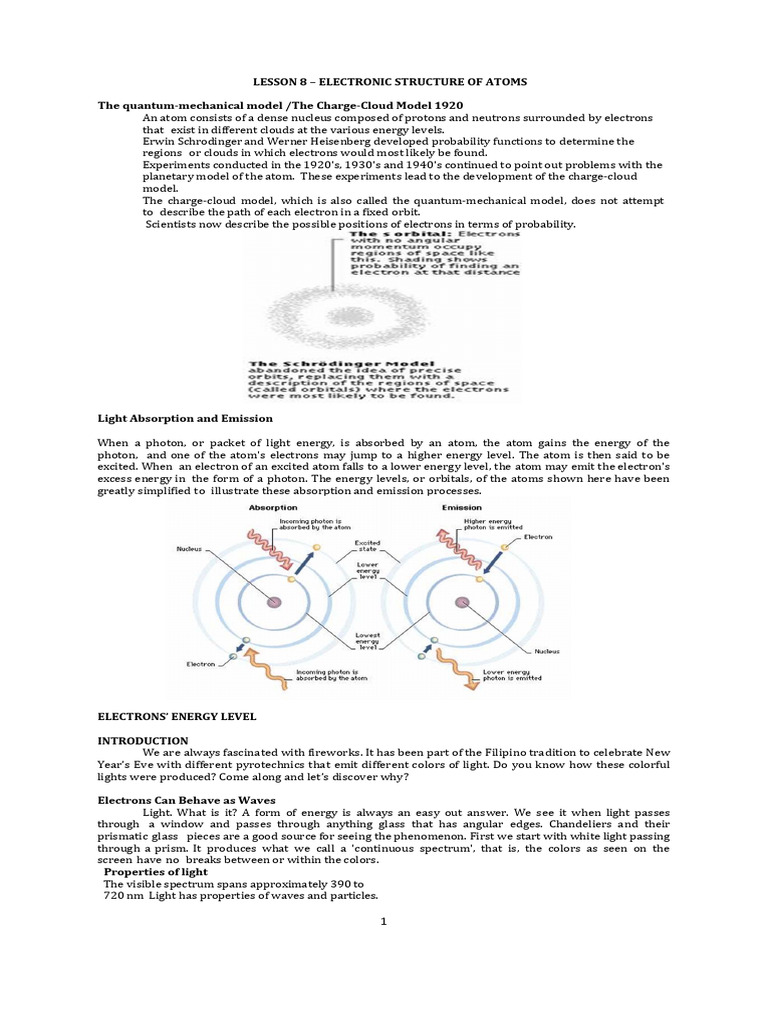 Lesson 8 Electronic Structure of Atoms and Periodicity | PDF | Atomic ...