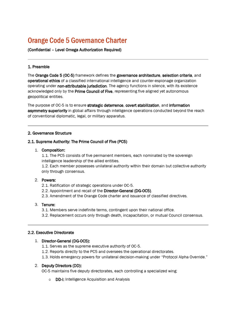 Orange Code 5 Governance Framework | PDF | Encryption | Psychology