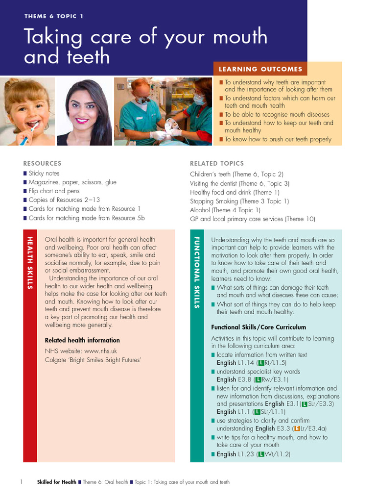Topic 1 Taking Care of Your Mouth and Teeth | PDF | Oral Hygiene ...