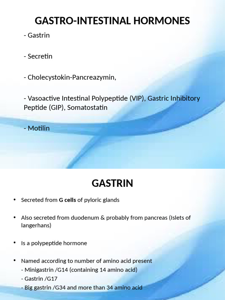 Gastro Intestinal Hormones 1 | PDF | Stomach | Digestive System