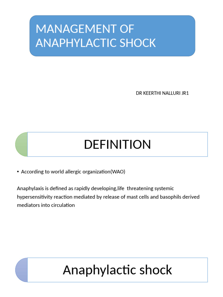 Management of Anaphylactic Shock | PDF | Antibody | Intravenous Therapy