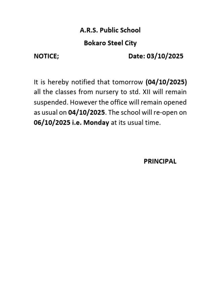 Class Suspended On 4th October | PDF