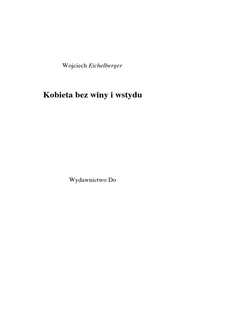 Kobieta Bez Winy I Wstydu | PDF