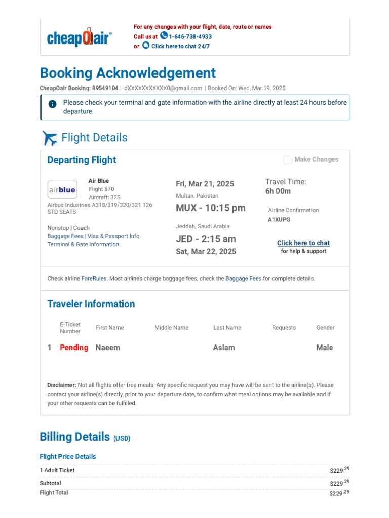 Awaiting Flight Confirmation Details | PDF | Airlines | Aviation