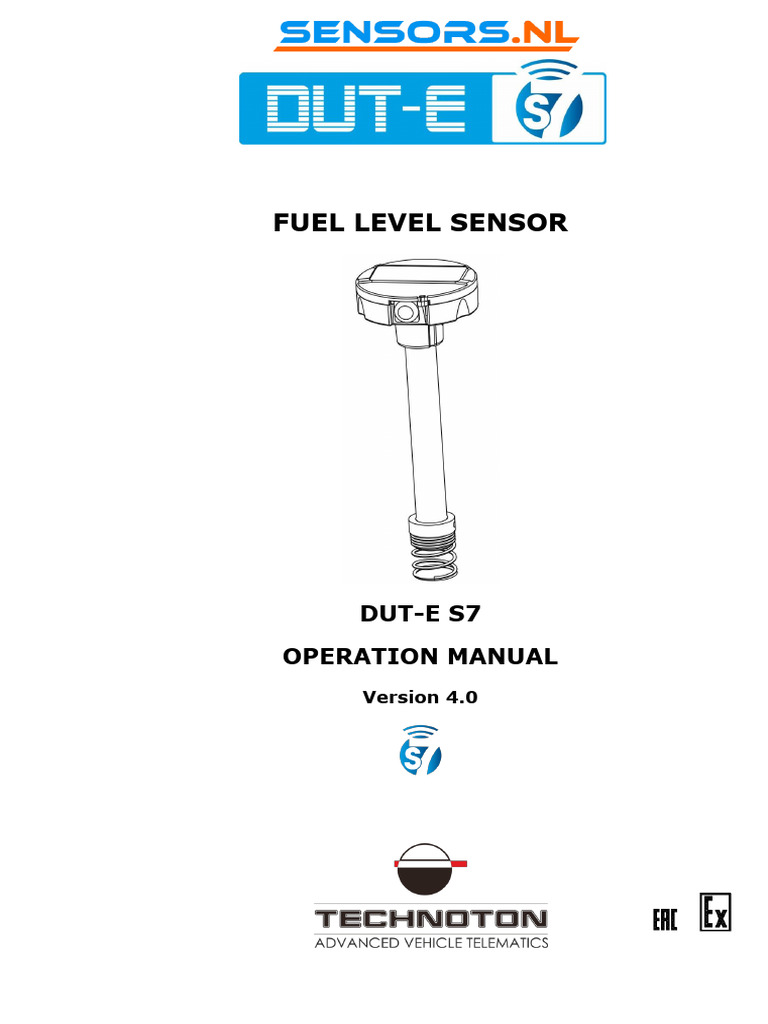 DUT-E S7 Fuel Level Sensor Manual | PDF | Bluetooth | Sensor