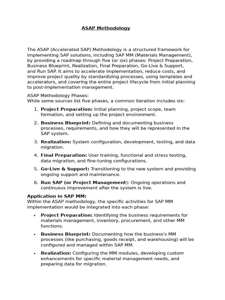 SAP Implementation Methodologies Overview | PDF | Software Development ...