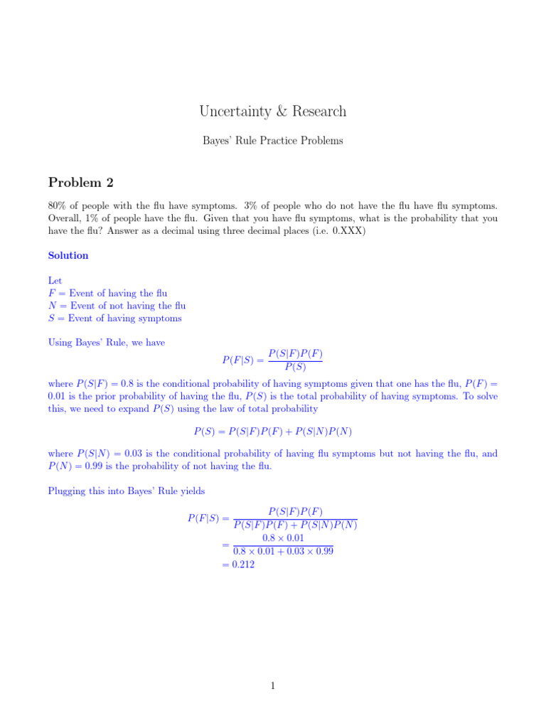 Bayes' Rule Flu Probability Example | PDF