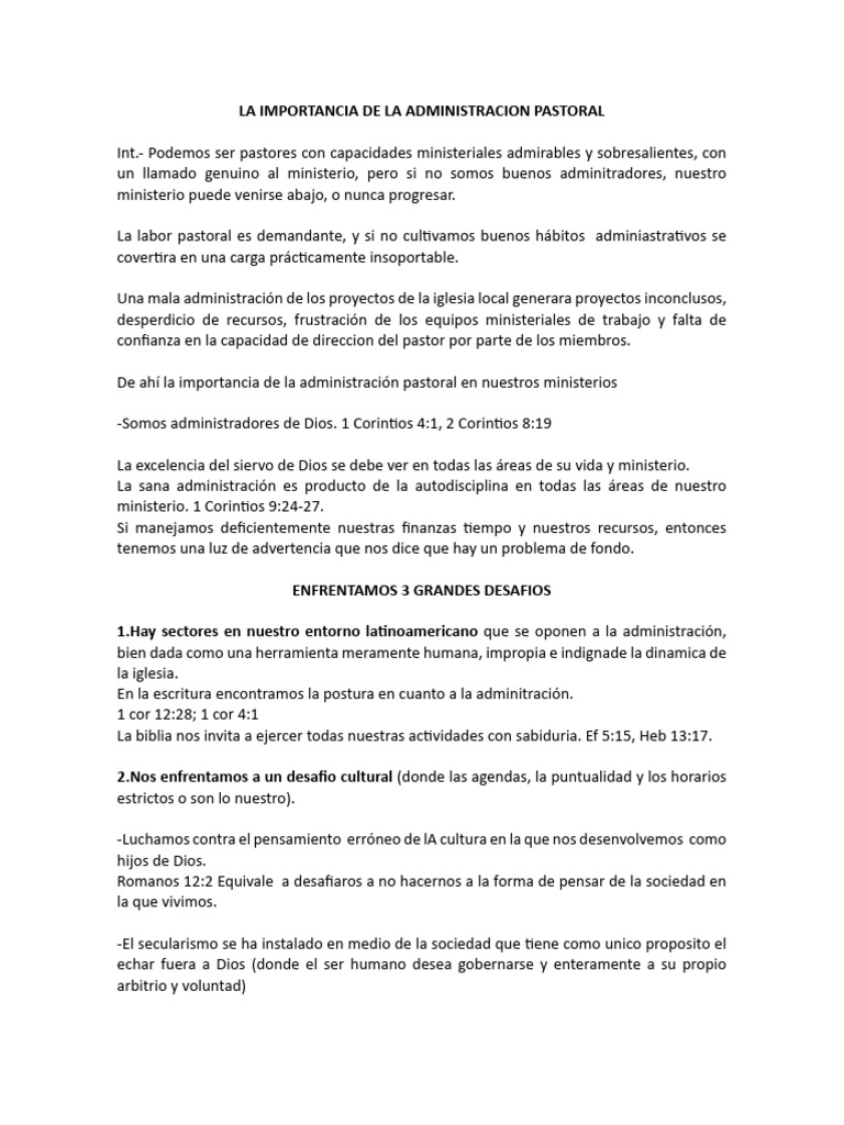 Claves de la Administración Pastoral | PDF