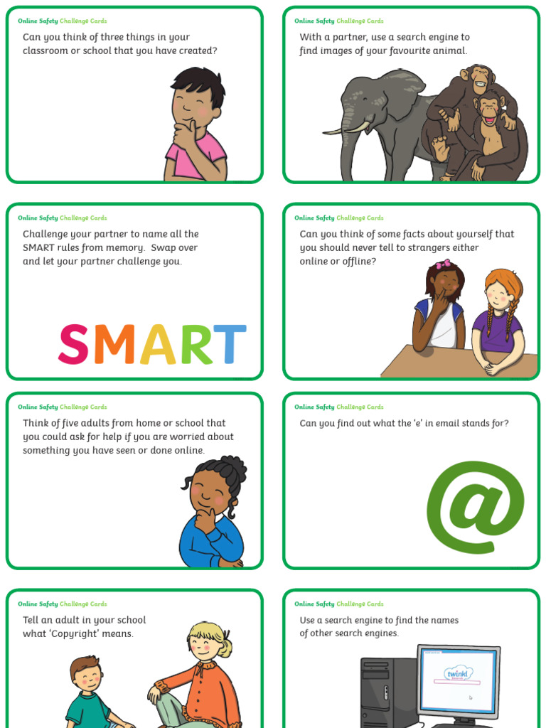 Computing Online Safety Challenge Cards | PDF | Online And Offline ...