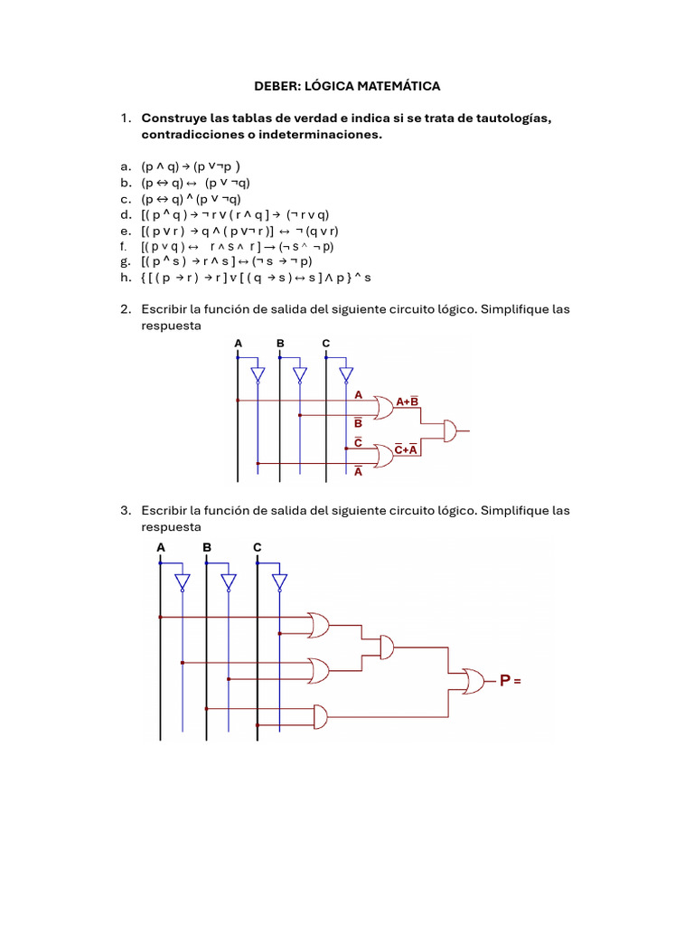 Deber Logica Matematica | PDF