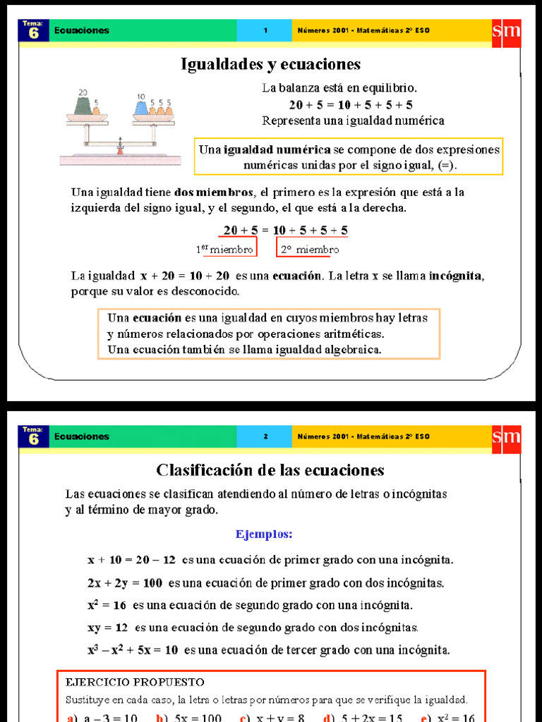 Igualdades y ecuaciones | PDF