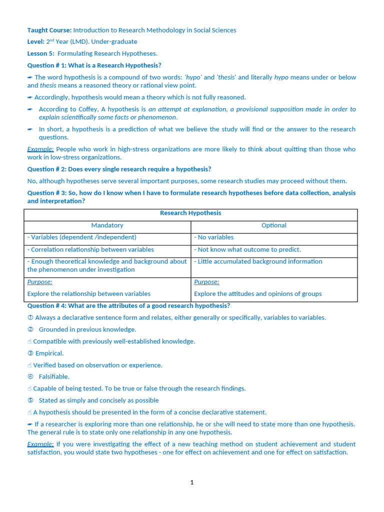 Formulating Research Hypotheses Explained Pdf Hypothesis Null