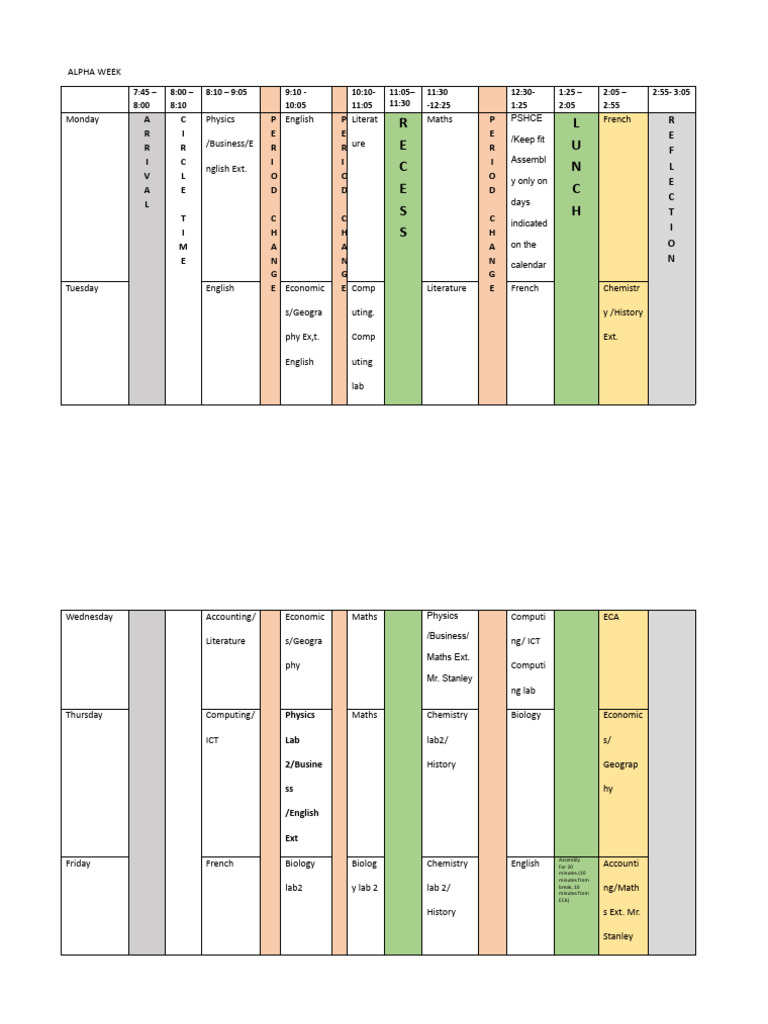 Year 10 Term 2, 2024 - 2025 Timetable | PDF | Physical Sciences | Natural Sciences
