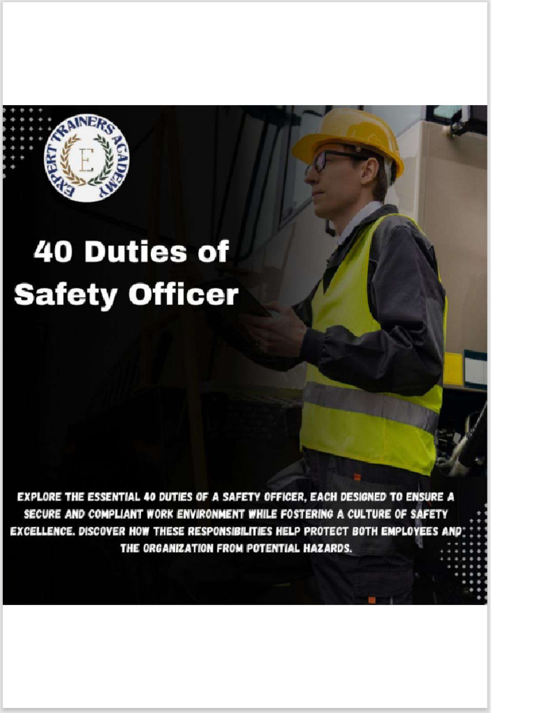 40 Duties of Safety Officer. | PDF
