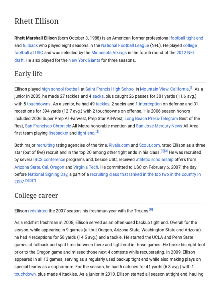 Rhett Ellison: NFL Career Overview | PDF | National Football League ...