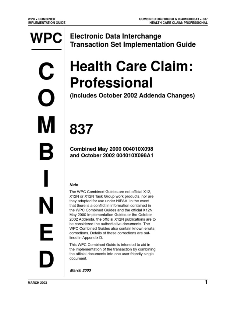837 Professional Claim | PDF | Health Insurance Portability And ...